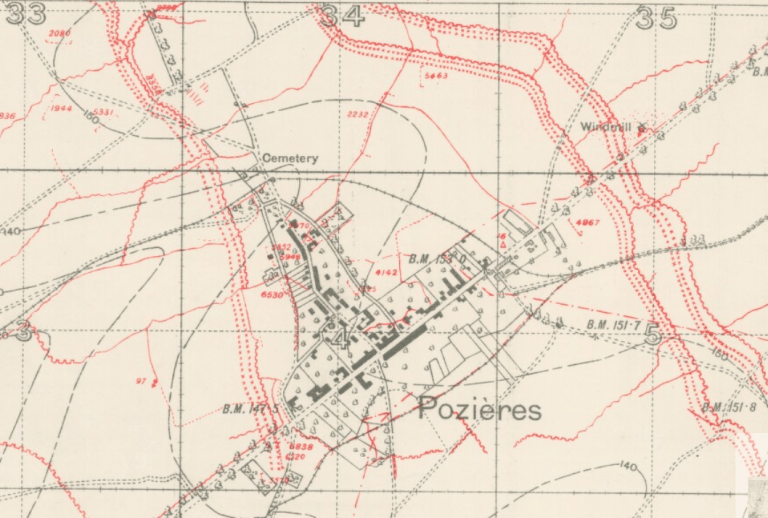 Pozieres trench map – Following the Twenty-Second