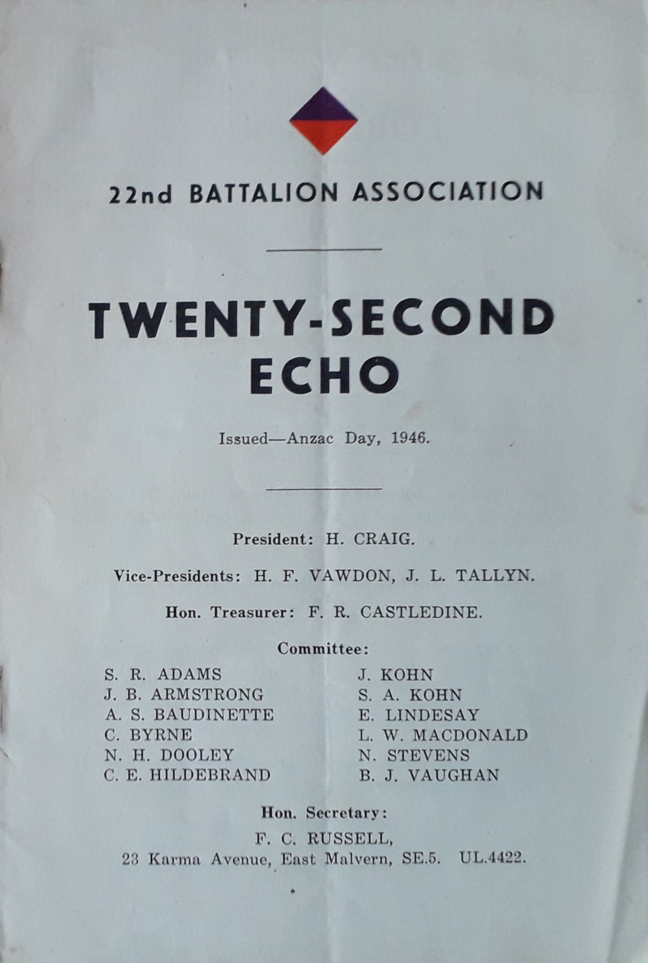 22nd Battalion Association – Following the Twenty-Second